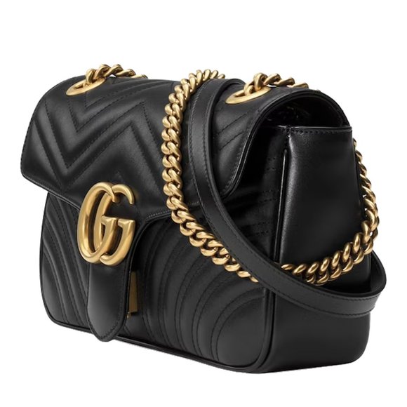 Gucci | Bags | Gucci Gg Marmont Shoulderbag Matelasse Gold Black ...